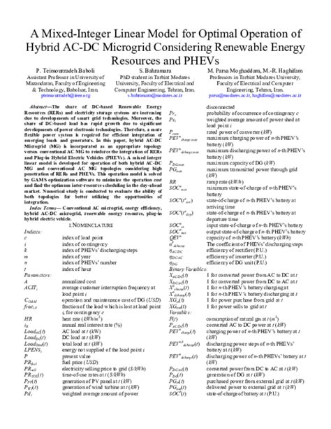 Pdf A Mixed Integer Linear Model For Optimal Operation Of Hybrid Ac
