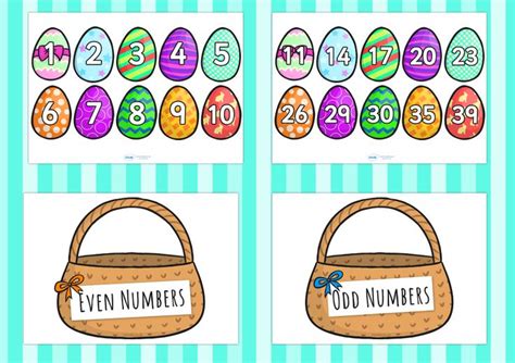 Odd And Even Number Egg Sorting Activity For Easter