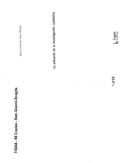 Souza Minayo La Artesania De La Investigación Cualitativa Pdf Pdf