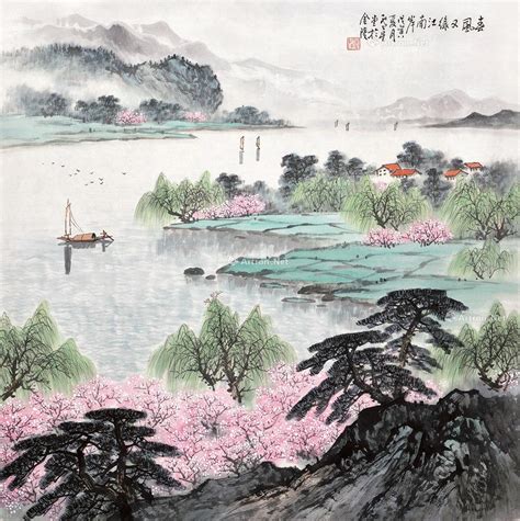 【1998年作 春风又绿江南岸 镜片 设色纸本】拍卖品 图片 价格 鉴赏 绘画 雅昌艺术品拍卖网