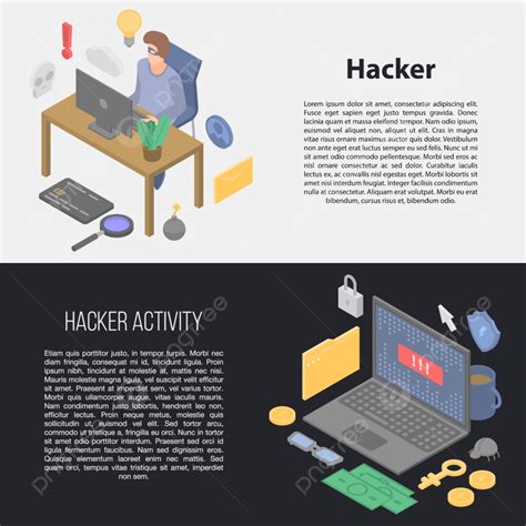 Hacker Banner Set Isometric Vector Template Download On Pngtree