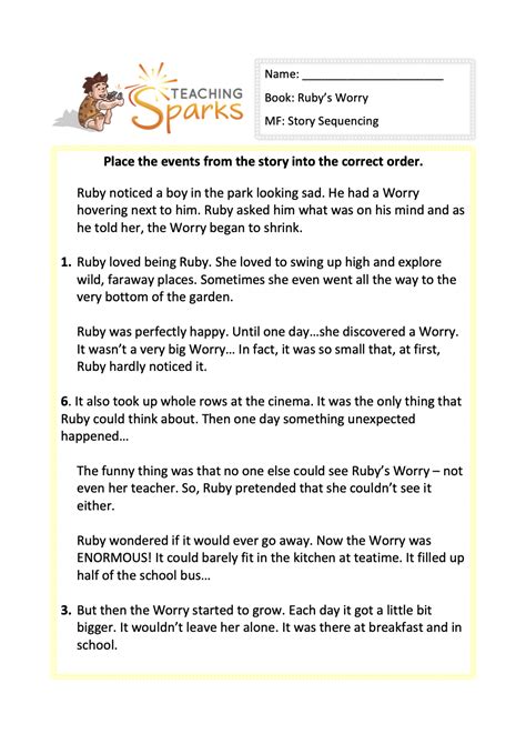 Ruby S Worry Teaching Resources KS1 Comprehension Discussion