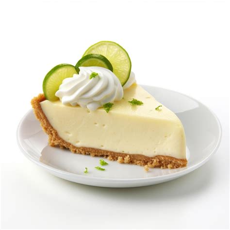 Premium Ai Image Slice Of Pie With Whipped Cream And Lime Slices