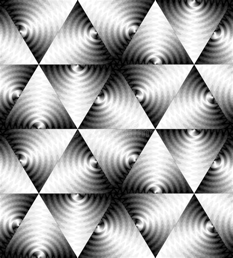 Seamless Monochrome Triangle Pattern Of Expanding Waves Intersect In The Center Optical Volume