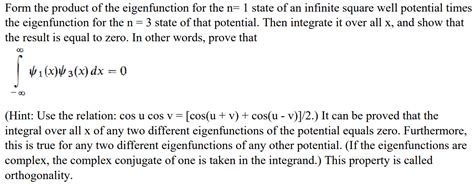 Solved Form The Product Of The Eigenfunction For The N1