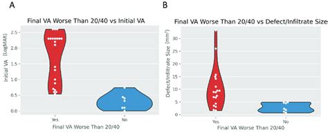 Worse Initial Visual Acuity A And Larger Defect Size B Were