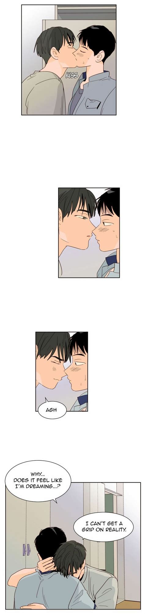 An Image Of Two People Kissing Each Other In The Same Comic Strip With