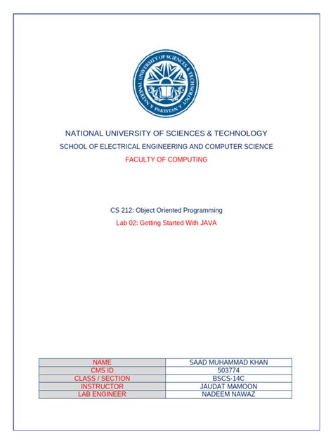 Ooplab02saadmuhammadkhan503774 Pdf Computer Engineering