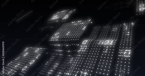 Image Of Binary Coding Data Processing Over Screens On Black Background