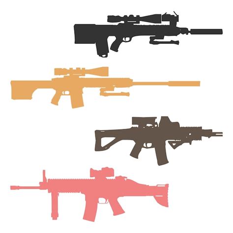 Premium Vector A Picture Of Three Guns With Different Colors On Them