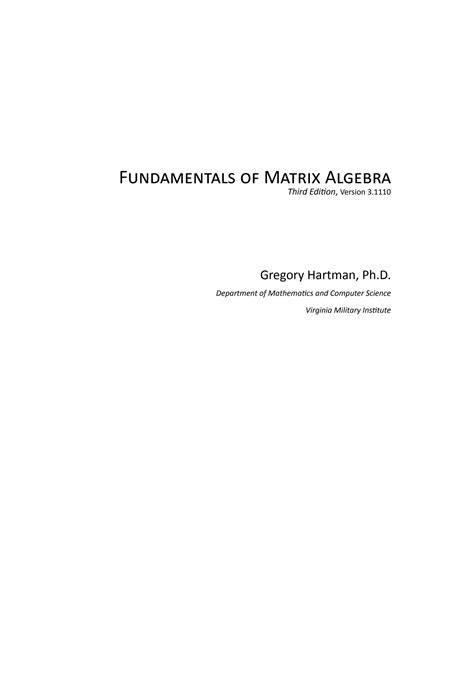 Solution Fundamentals Of Matrix Algebra 3rd Edition Studypool