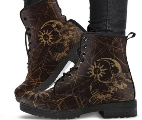 Mocka Brown Sun And Moon Angles Leather Boots Luvint