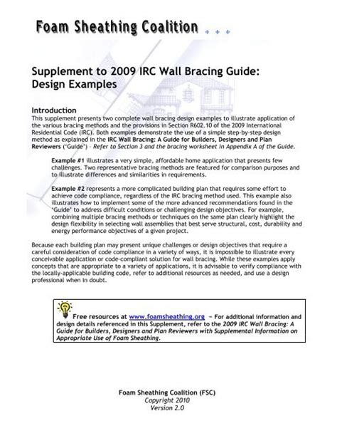 Irc Wall Bracing Design Example American Chemistry Council
