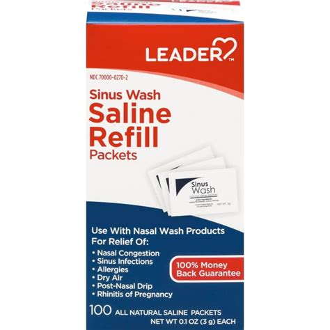 Leader Sinus Wash Saline Refill Packets Allergies And Nasal Congestion
