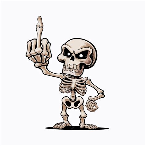 A Cartoon Drawing Of A Skeleton With A Finger Pointing Up Premium Ai