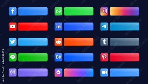 Social Media Icons Banners Buttons Logos Facebook Instagram Telegram
