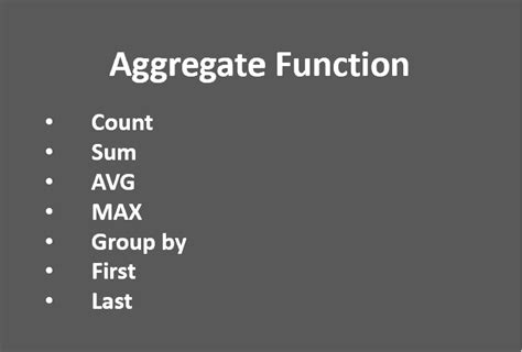 aggregate function 집계 함수