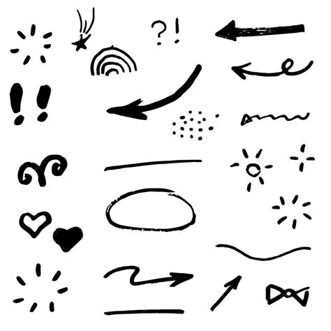 Premium Vector Line Shape Marker Underline Arrow Heart Brush Element Chalk Set Hand Drawn