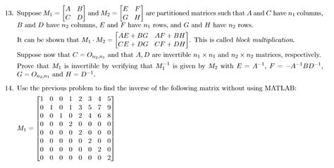 solved [a b] e 13 supposc m1 and m2 arc partitioned matrices such