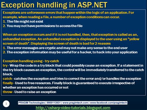 Sql Server Net And C Video Tutorial Part 69 Exception Handling In