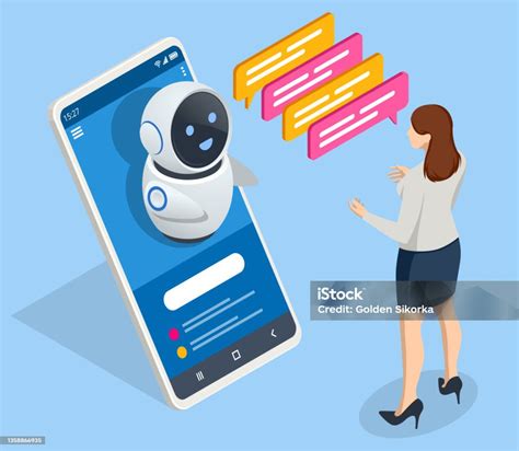 Isometric Artificial Intelligence Chat Bot And Future Marketing Ai And Business Iot Concept Mans