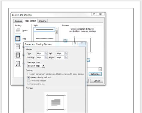 Word Visible Page Border And Aligned Header Table Microsoft Community