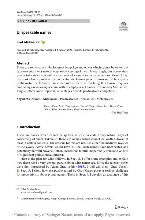 Pdf Unspeakable Names