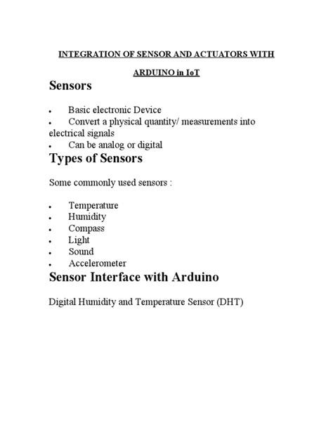 integration of sensor and actuators with arduino in iot pdf