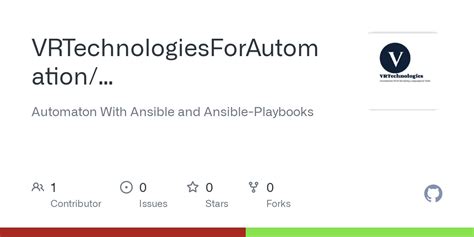 Github Vrtechnologiesforautomationansibleandansibleplaybooks