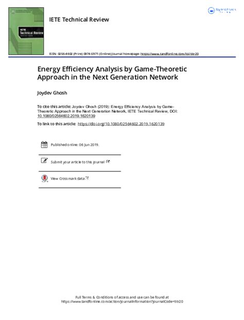 Pdf Energy Efficiency Analysis By Game Theoretic Approach In The Next