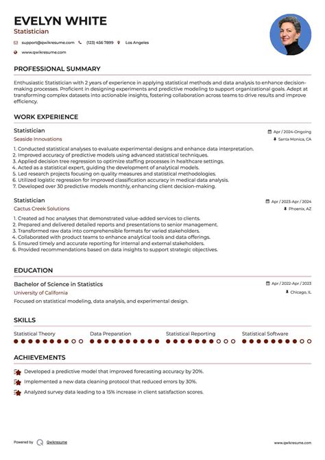 10 Statistician Resume Samples And Templates For 2025