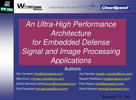 Ppt An Ultra High Performance Architecture For Embedded Defense Signal And Image Processing