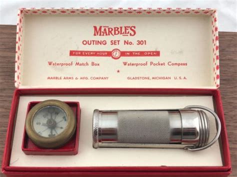 Vintage Marbles Outing Set No 301 With Compass And Match Safe Match