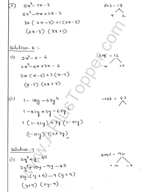 Factorisation Class 9 Icse Ml Aggarwal A Plus Topper