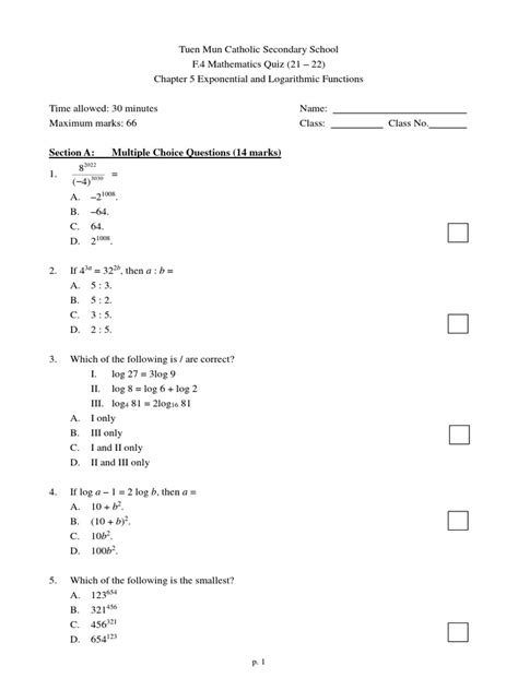 5 Exponential And Logarithmic Functions Quiz 2122 Student Less Space Download Free Pdf 5 Exponential And Logarithmic Functions Quiz 2122 Student Less Space Download Free Pdf