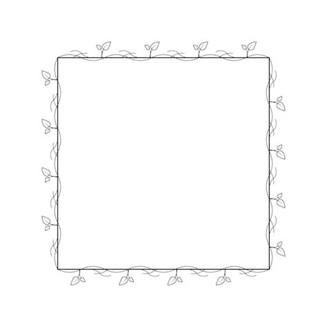 premium vector abstract black simple line square with leaf leaves