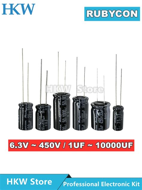 10pcs Rubycon Electrolytic Capacitors 63v 10v 16v 25v 35v 50v 63v 100v