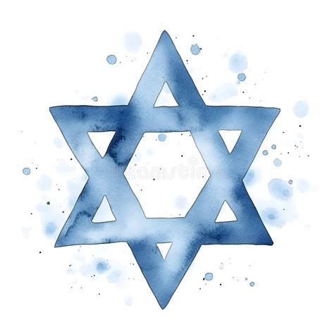 Watercolor Star Of David In Tradition White And Blue Colors Jewish