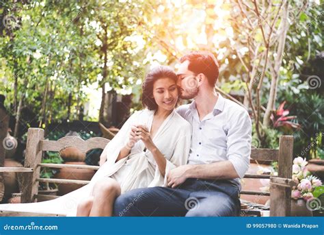 Happiness And Romantic Scene Of Love Asian Couples Partners Making Eye