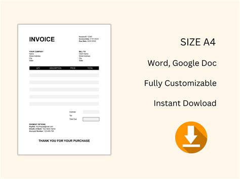 Invoice Template PDF Google Docs Word Business Invoice Invoice Word Editable Invoice