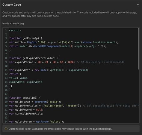 Unable To Record Gclid Field In Webflow Form Custom Code Forum Webflow