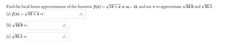 Solved Find The Local Linear Approximation Of The Function