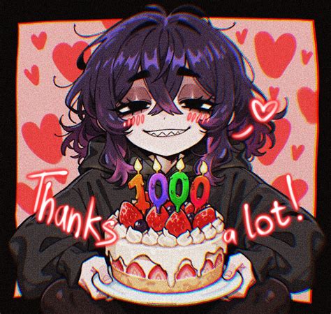 Osidid Original Highres 1girl Black Border Black Eyeliner Black Hair Blush Border Cake