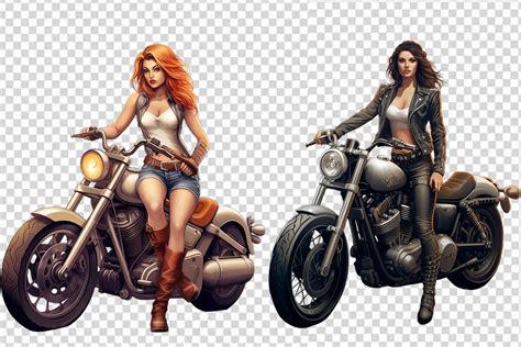 Woman Biker Girl Clip Art Girl Wearing Leather Female Motorcyclist Clipart Lady Motorcycle