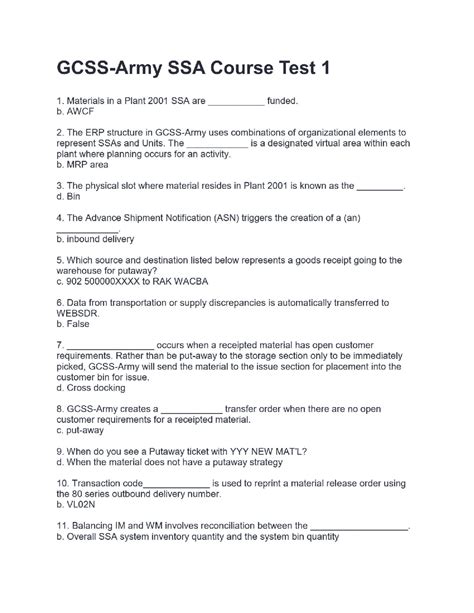 Gcss Army Ssa Course Test 1 Exams Socialization And The Life Course Docsity