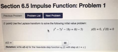 solved section 6 5 impulse function problem 1 previous