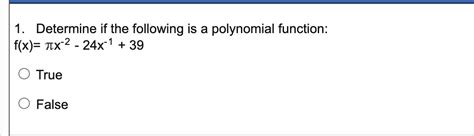 Solved Determine If The Following Is A Polynomial Chegg
