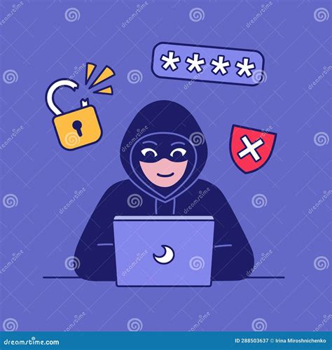 Computer Hacker Security Drawing Stock Vector Illustration Of Laptop