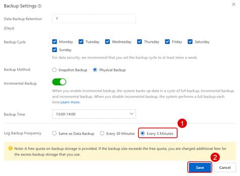 Apsaradb Rds For Sql Server Supports The Log Backup Frequency Of Every