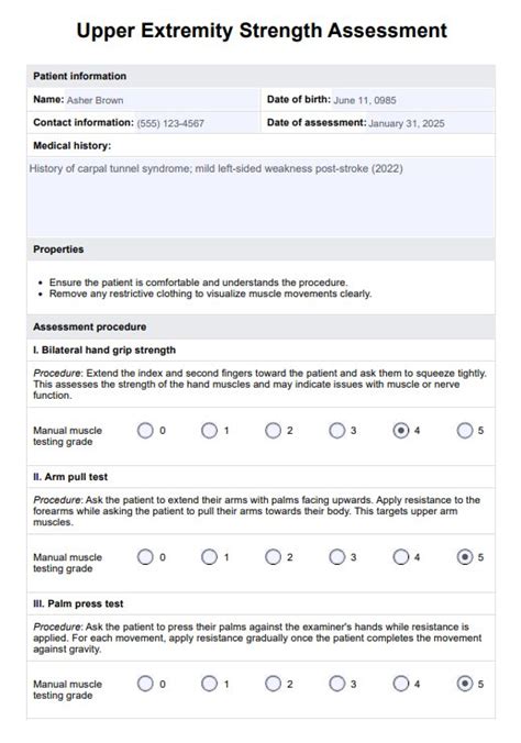 Upper Extremity Strength Assessment